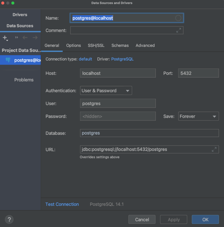 PyCharmでPostgreSQLをGUIから操作する設定